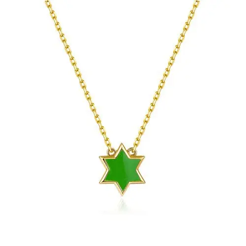 ANNA ZUCKERMAN Petit Star Of David Necklace - Green