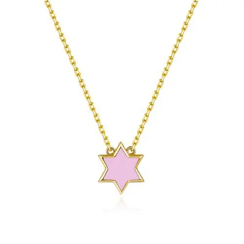 ANNA ZUCKERMAN Petit Star Of David Necklace - Pink
