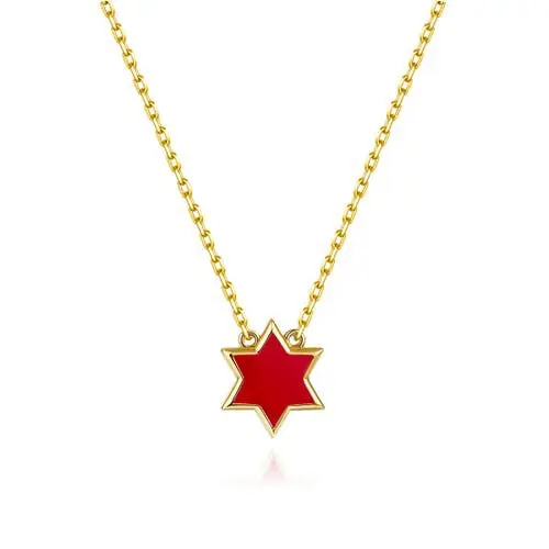 ANNA ZUCKERMAN Petit Star Of David Necklace - Red