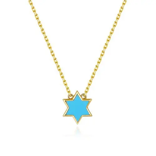 ANNA ZUCKERMAN Petit Star Of David Necklace - Sky Blue