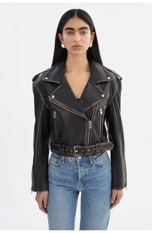 LAMARQUE Ford Distressed Leather Biker Jacket