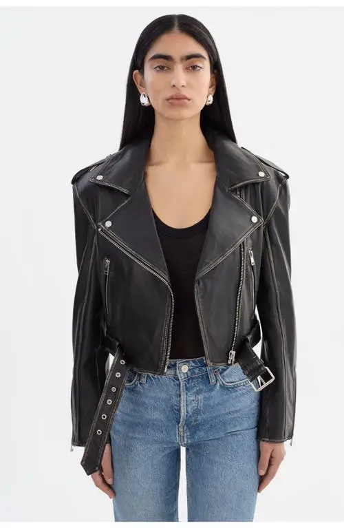 LAMARQUE Ford Distressed Leather Biker Jacket