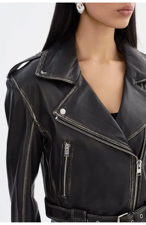 LAMARQUE Ford Distressed Leather Biker Jacket