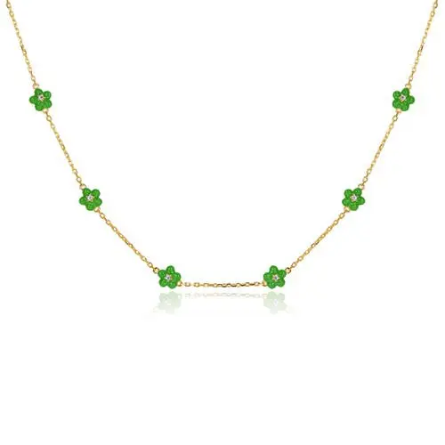 ANNA ZUCKERMAN Petit Daisy Necklace - Green/yellow Gold