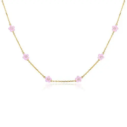 ANNA ZUCKERMAN Petit Daisy Necklace - Pink/yellow Gold