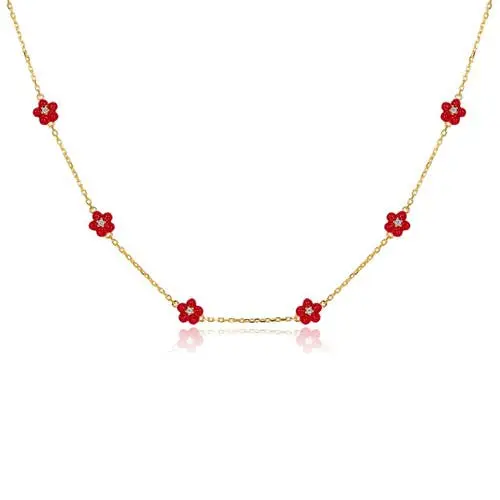 ANNA ZUCKERMAN Petit Daisy Necklace - Red/yellow Gold