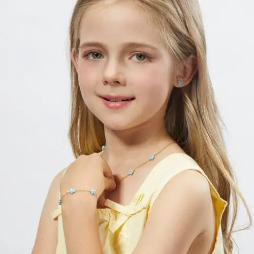ANNA ZUCKERMAN Petit Daisy Necklace - Sky Blue/yellow Gold