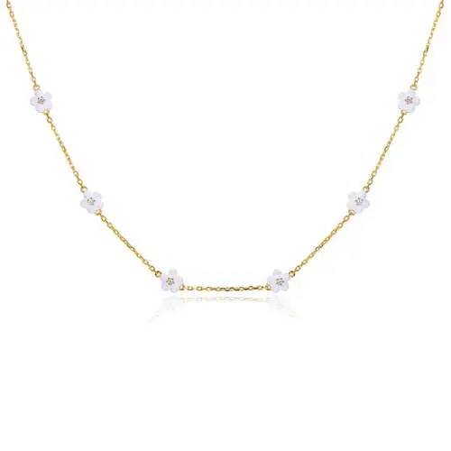 ANNA ZUCKERMAN Petit Daisy Necklace - White/yellow Gold