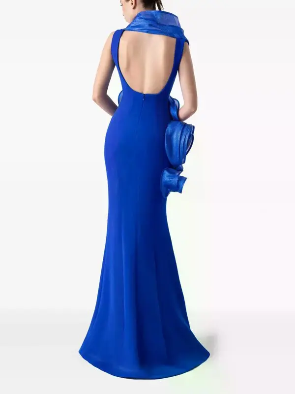 GABY CHARBACHY Draped Ruffle Evening Gown