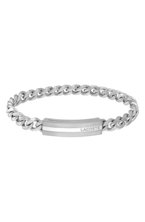 Lacoste Geometric Bar Pendant Chain Bracelet - Silver