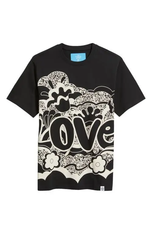 VIC GARCIA WORLD Love Flower Graphic T-shirt - Black