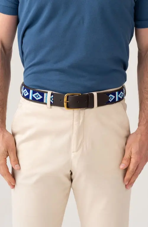 KOY CLOTHING Handcrafted Leather Maasai Beaded Belt - Blue