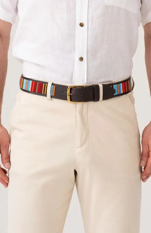 KOY CLOTHING Handcrafted Leather Maasai Beaded Belt - Red