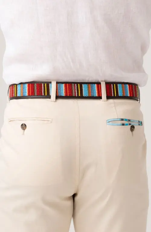 KOY CLOTHING Handcrafted Leather Maasai Beaded Belt - Red