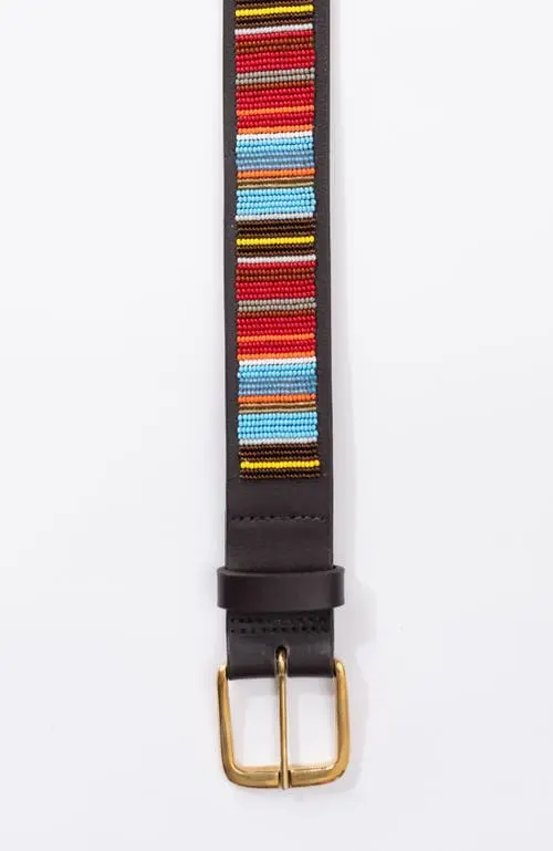 KOY CLOTHING Handcrafted Leather Maasai Beaded Belt - Red