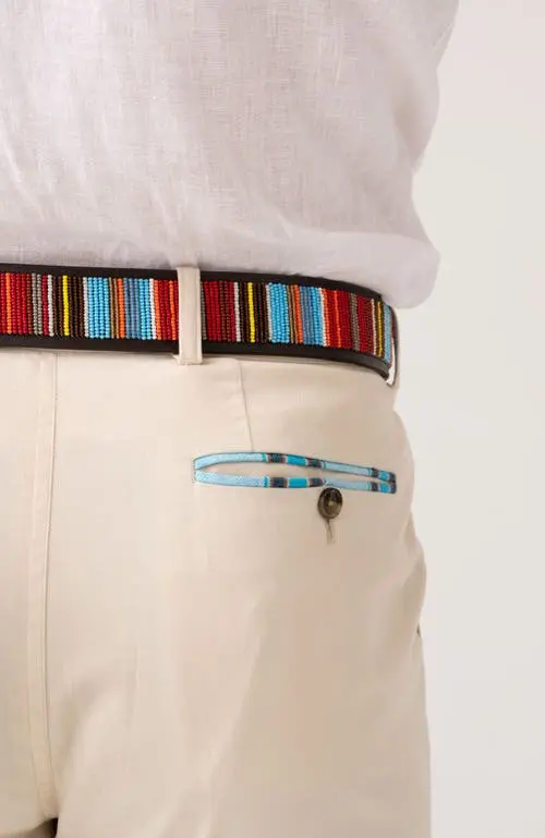 KOY CLOTHING Handcrafted Leather Maasai Beaded Belt - Red