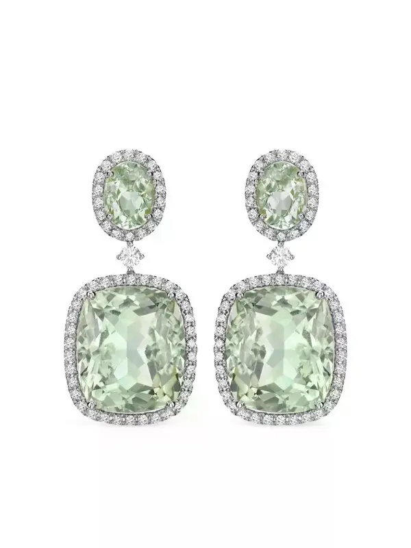 Kiki Mcdonough 18k White Gold Amethyst And Diamond Drop Earrings - Silver