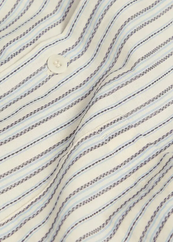 Sunspel Striped Embroidered Cotton Shirt - Blue
