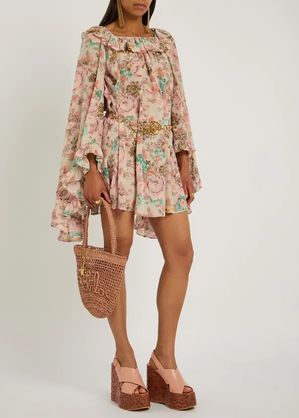 Chloé Maxime Leather Platform Wedge Sandals - Pink