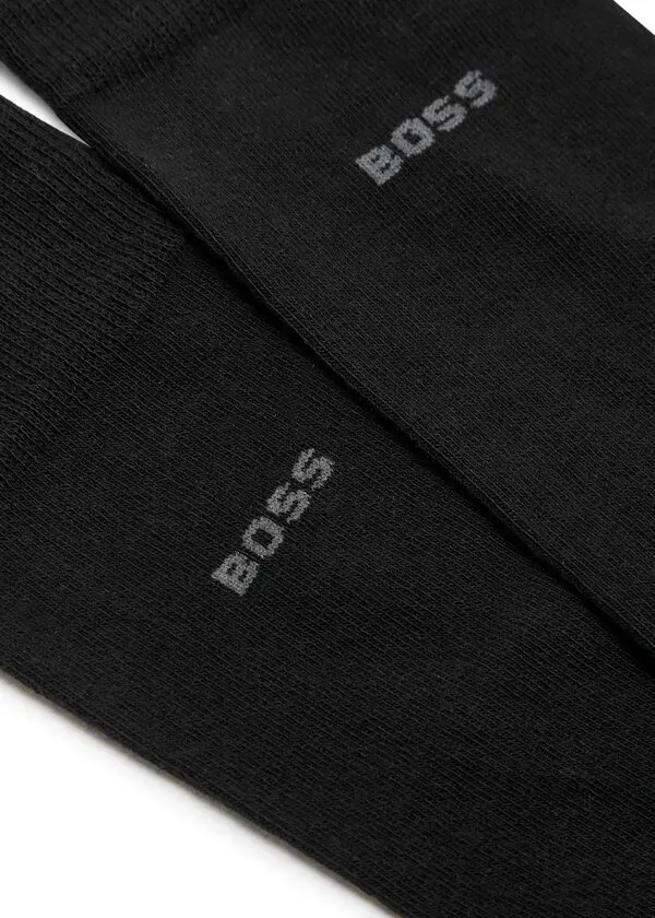 BOSS Logo Cotton-blend Socks 2-pack - Black