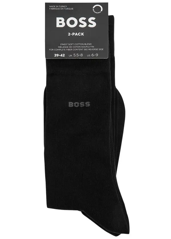 BOSS Logo Cotton-blend Socks 2-pack - Black