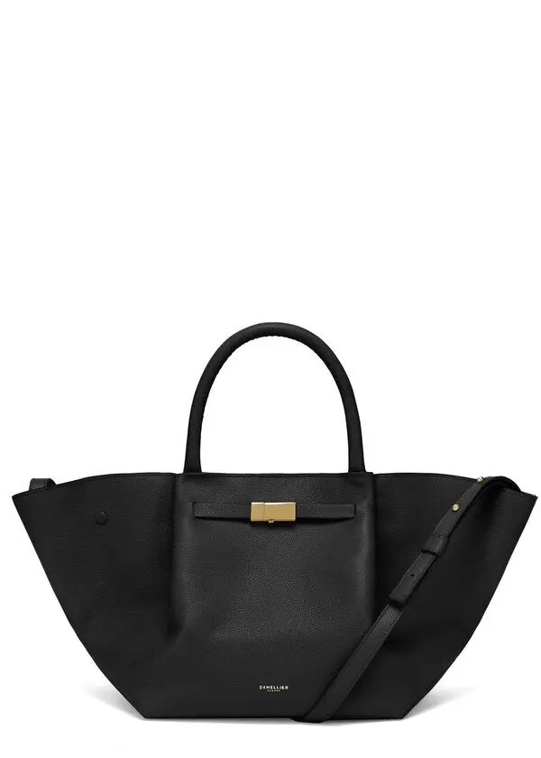 DEMELLIER The New York Midi Grained Leather Tote By - Black