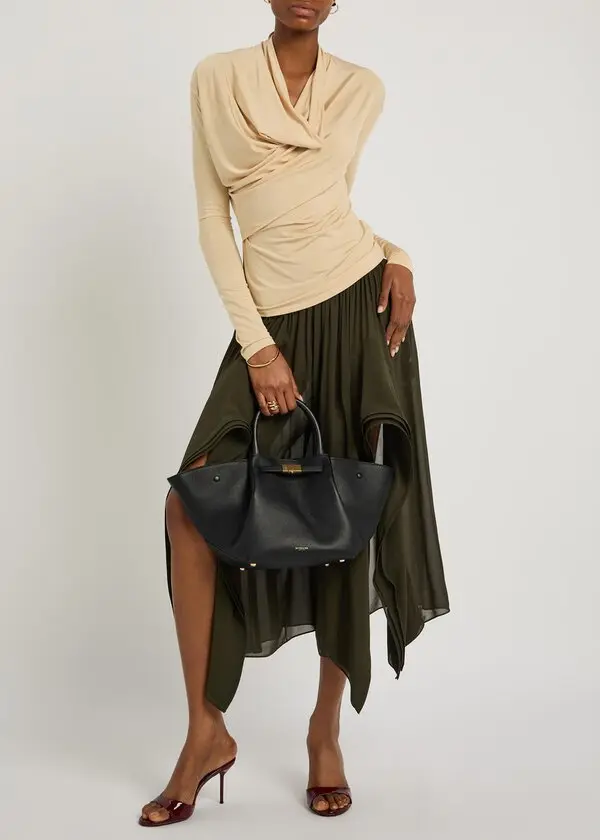 DEMELLIER The New York Midi Grained Leather Tote By - Black