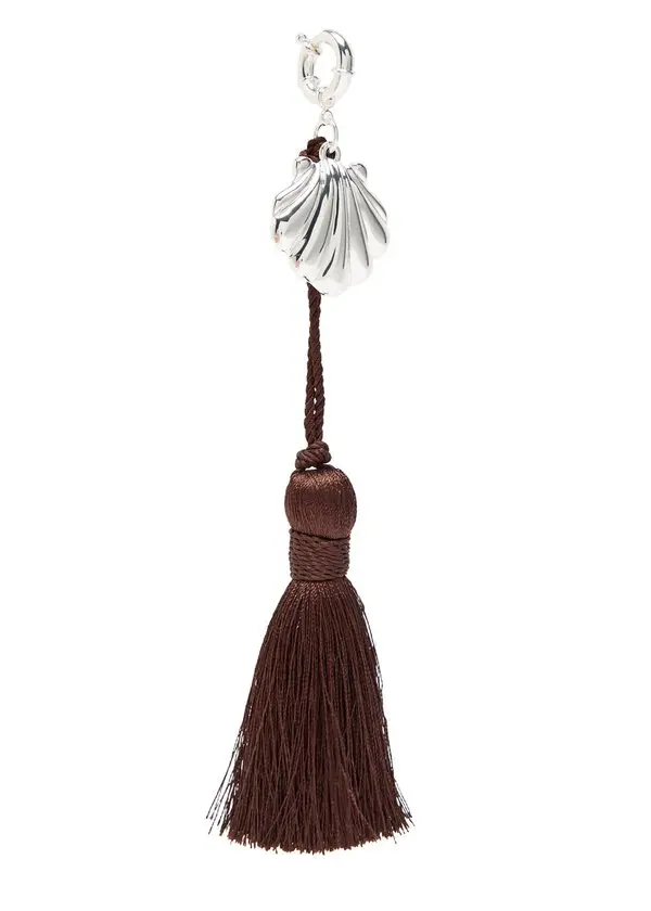 Timeless Pearly Tassel Sterling Silver Keyring - Brown