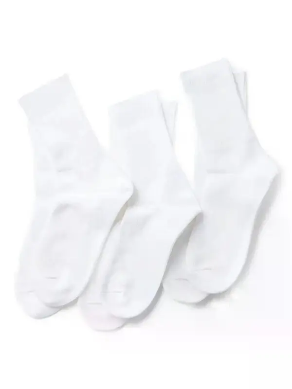 ROTOTO Ribbed Crew Socks Three-pack - White