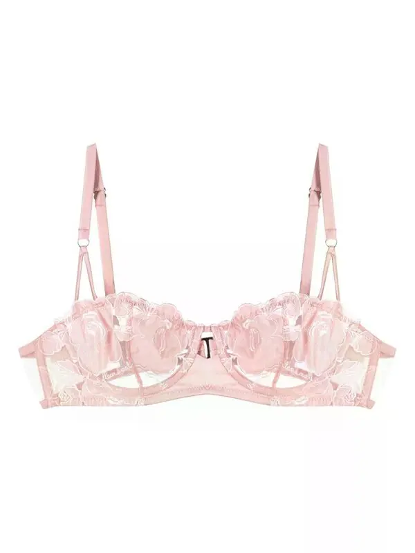 FLEUR DU MAL Rose-embroidered Balconette Bra