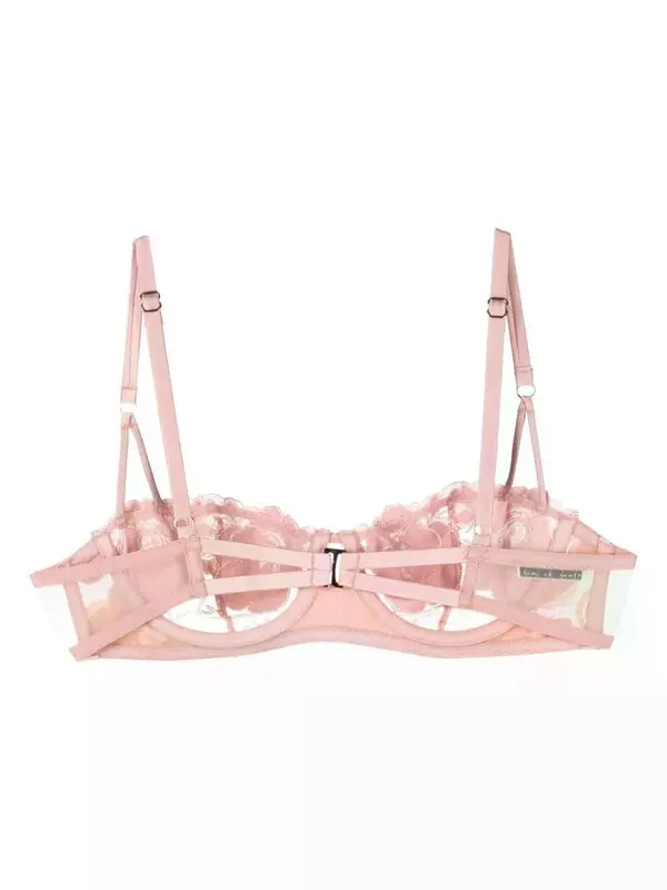 FLEUR DU MAL Rose-embroidered Balconette Bra