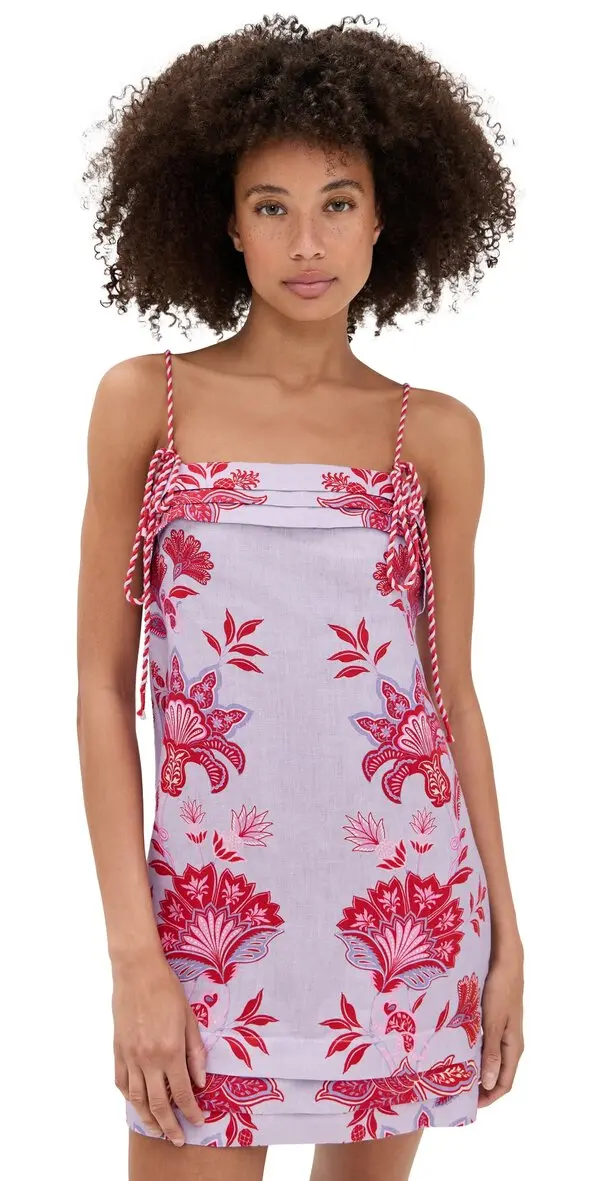 Farm Rio Floral Print Linen Mini Dress