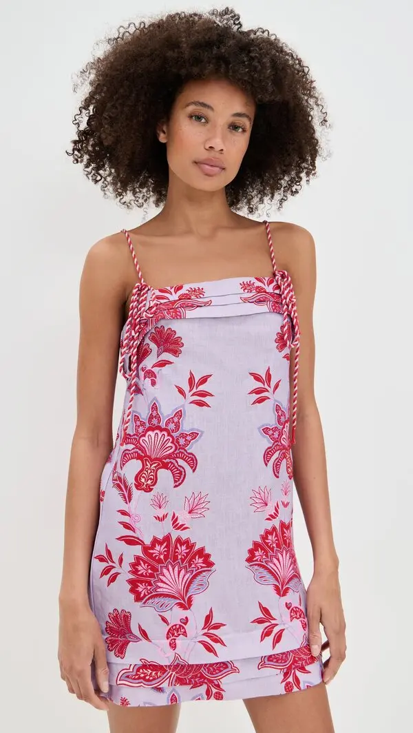 Farm Rio Floral Print Linen Mini Dress