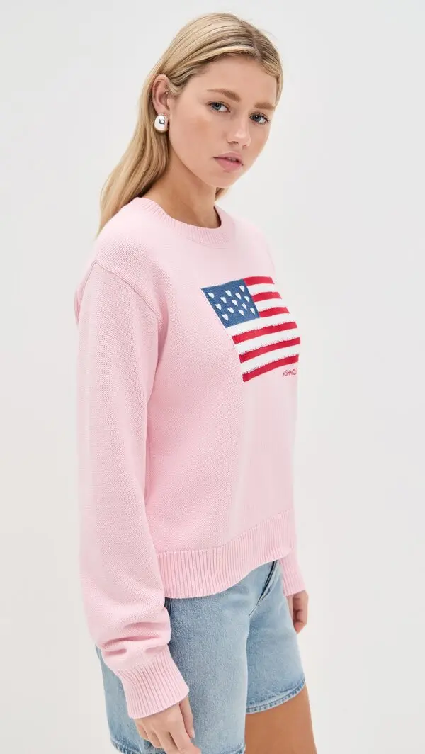 LoveShackFancy Intarsia Usa Flag Pullover