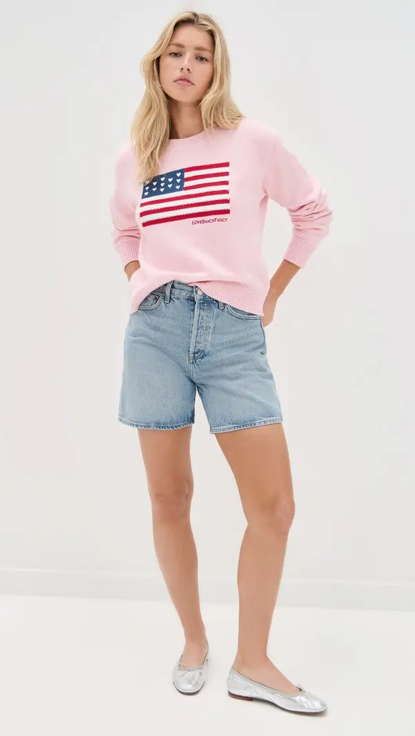 LoveShackFancy Intarsia Usa Flag Pullover