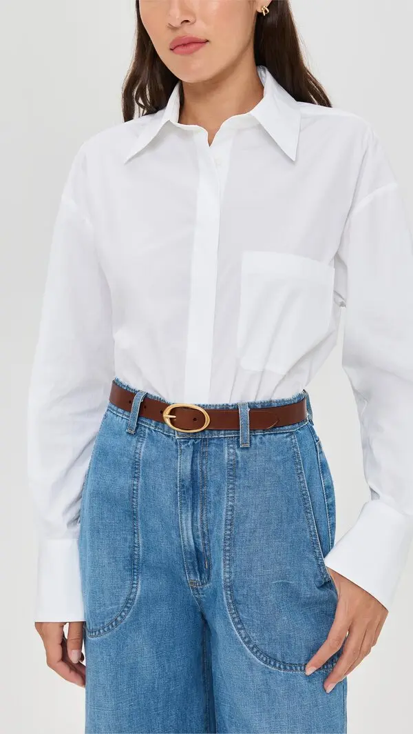 TWP Narrow Leather Belt - Cognac