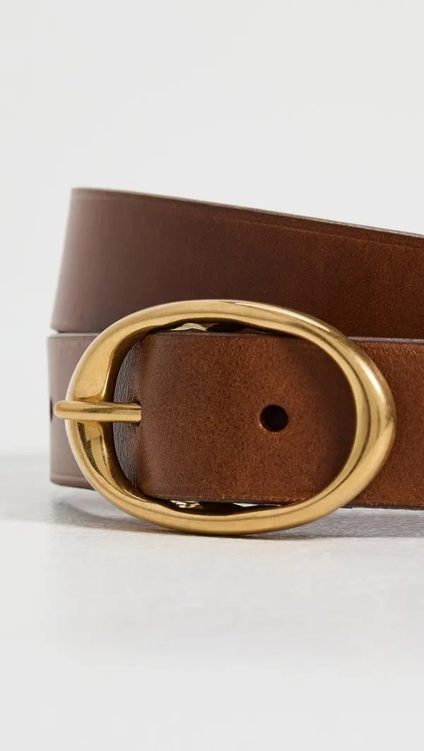 TWP Narrow Leather Belt - Cognac