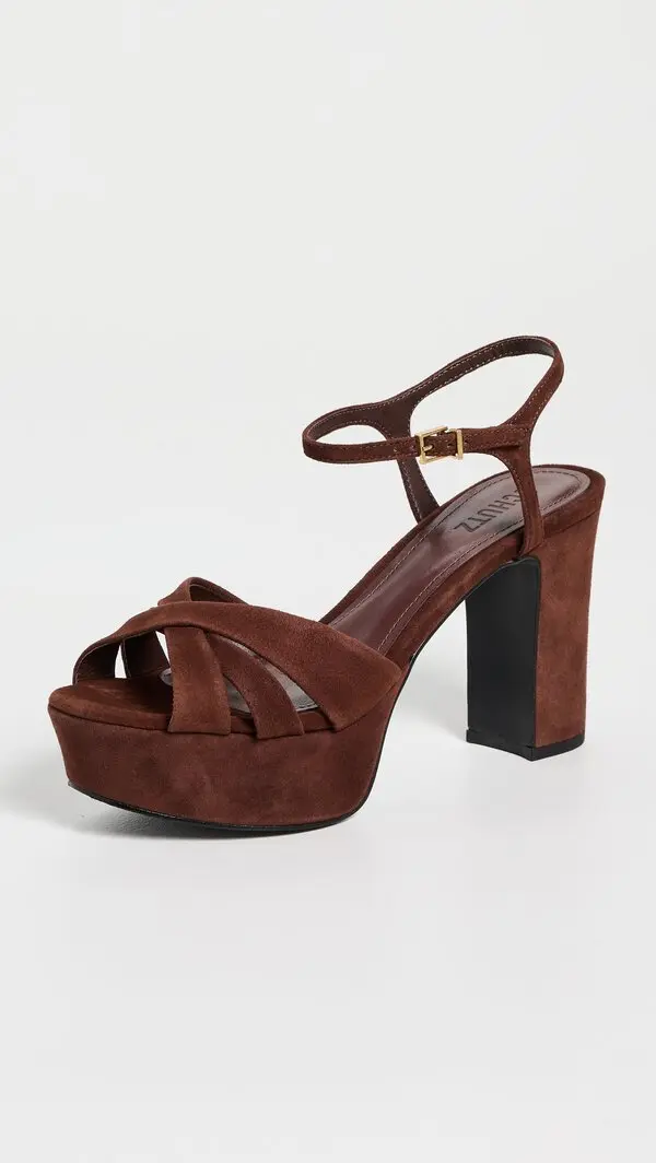 Schutz Keefa Platform Heels - Root Brown