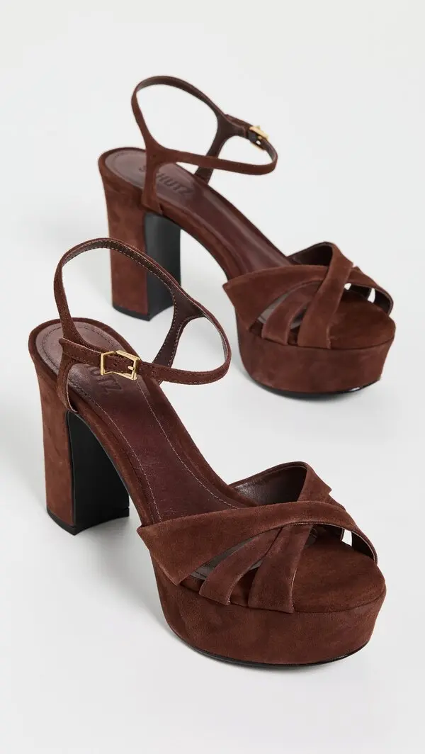 Schutz Keefa Platform Heels - Root Brown