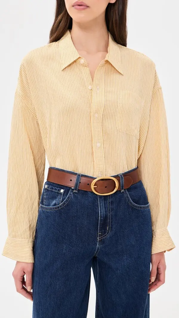 TWP Wide Leather Belt - Cognac