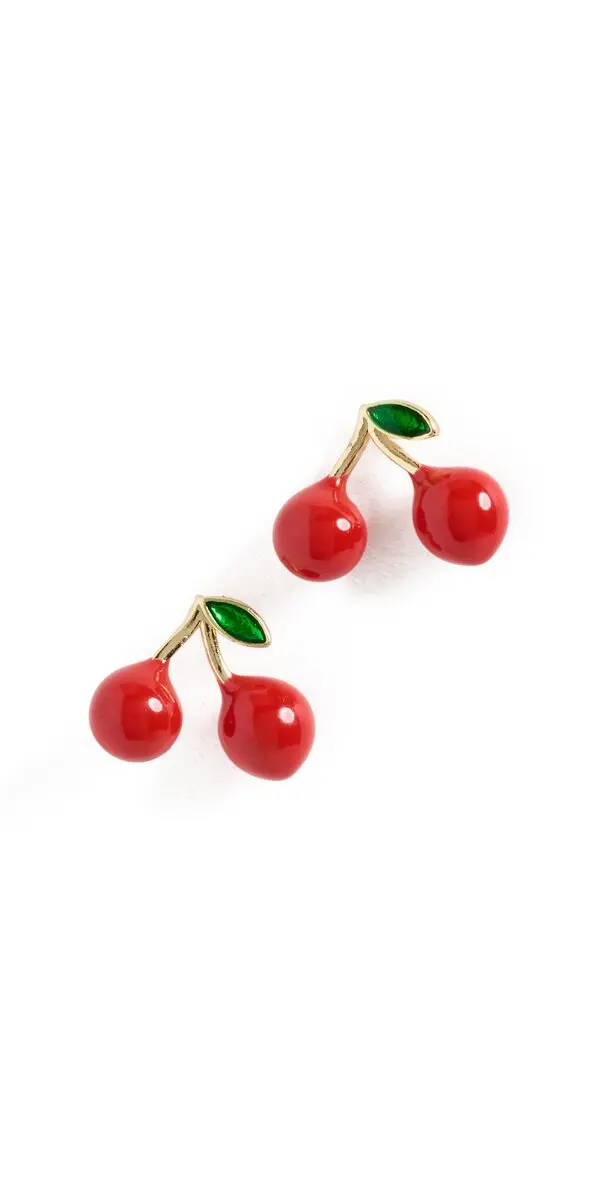 BY ADINA EDEN Cherry Stud Earrings - Gold