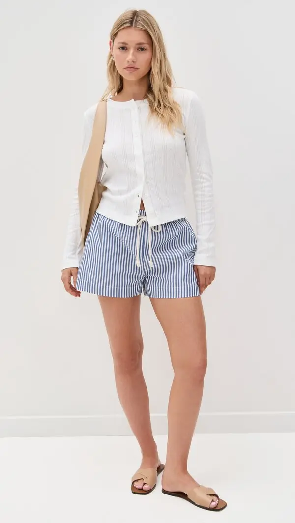 PERFECTWHITETEE Riley Woven Striped Shorts