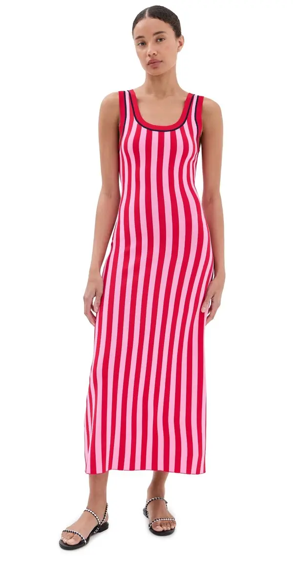 LE BOP Striped Jacquard Knit Maxi Dress - Poppy/pink