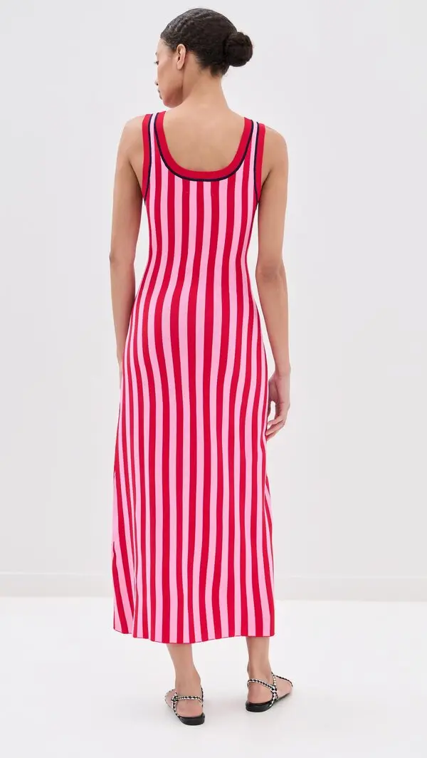 LE BOP Striped Jacquard Knit Maxi Dress - Poppy/pink