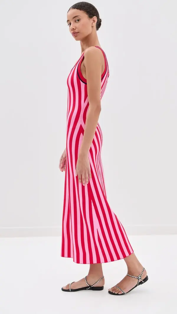 LE BOP Striped Jacquard Knit Maxi Dress - Poppy/pink