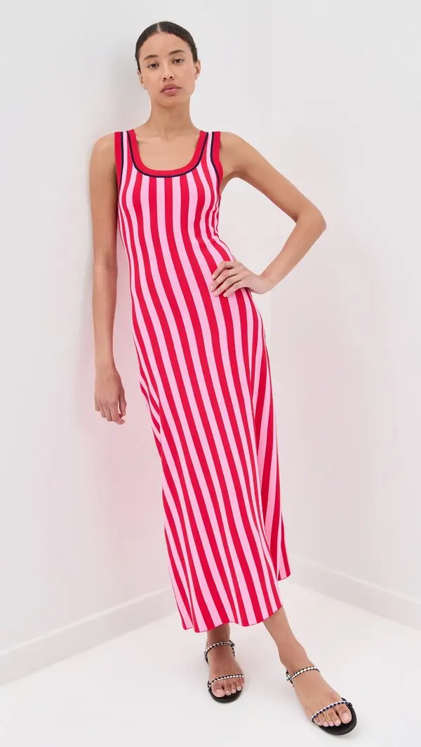 LE BOP Striped Jacquard Knit Maxi Dress - Poppy/pink