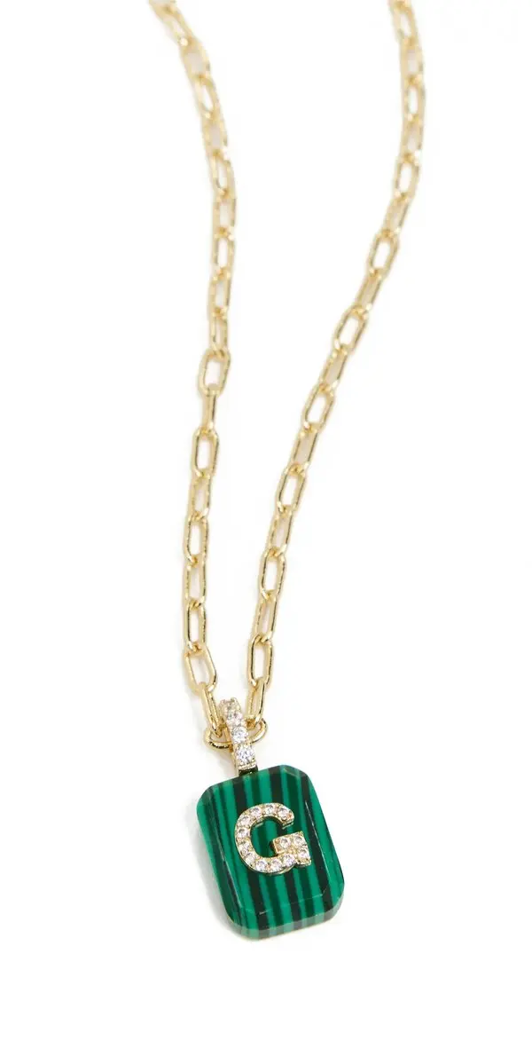 BY ADINA EDEN Initial Malachite Dog Tag Necklace - G