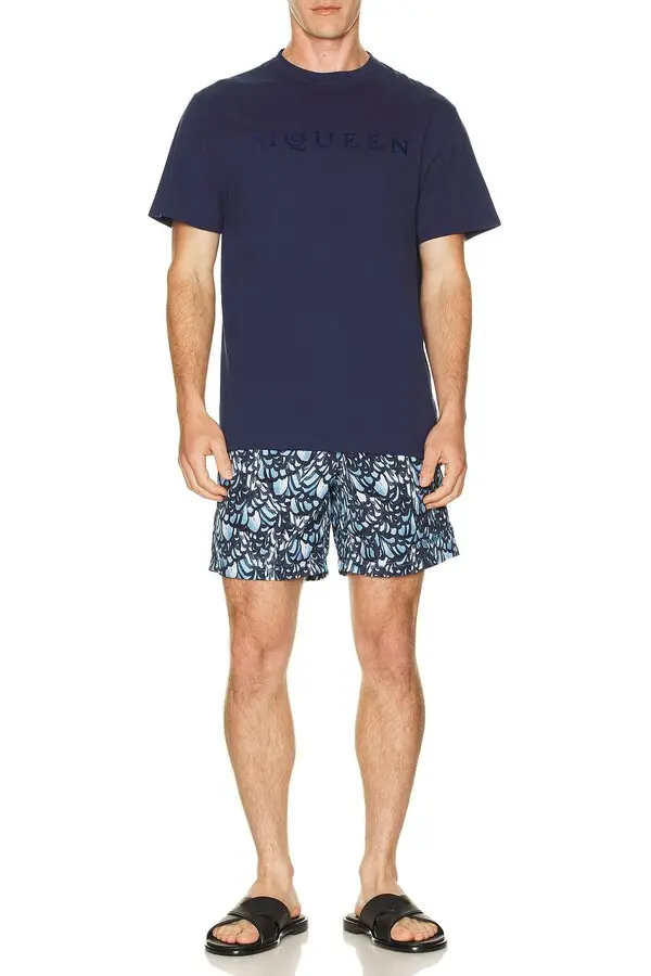 Alexander McQueen Feather Print Swim Short