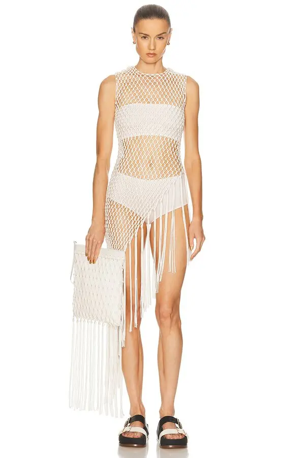 Gabriela Hearst Niamh Crochet Fringe Dress - Ivory