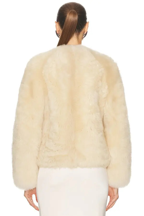TOM FORD Shearling Collarless Jacket - Off White